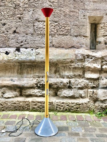 Vintage Stehlampe in Rot & Gelb bei Pamono kaufen