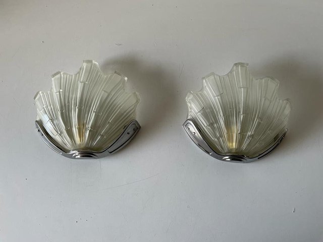 Art Deco Style Shell Sconces, Germany, 1960s, Set of 2 for sale at Pamono