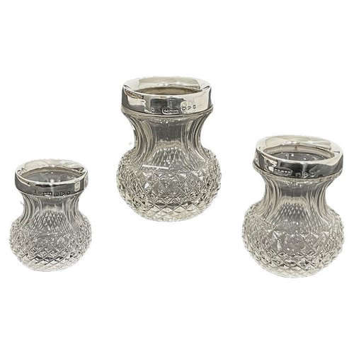 Crystal and Silver Vases from Saunders and Shepard, 1897, Set of 3 for ...