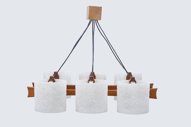 Danish Resin and Teak Wood Ceiling Lamp, 1950s for sale at Pamono