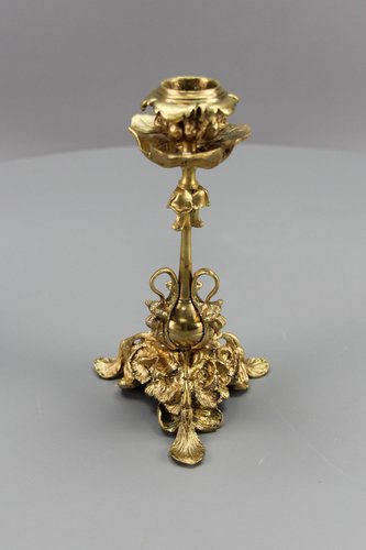 French Rococo Style Candlestick in Bronze, 1920s for sale at Pamono