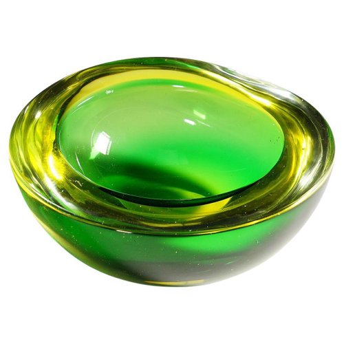 Geode Bowl in Green and Yellow Murano Glass by Archimede Seguso, Italy ...