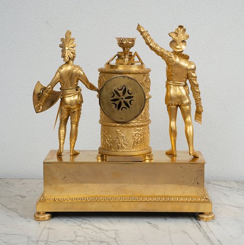 Antique French Empire Clock in Finely Chiseled Golden Bronze, 19th ...
