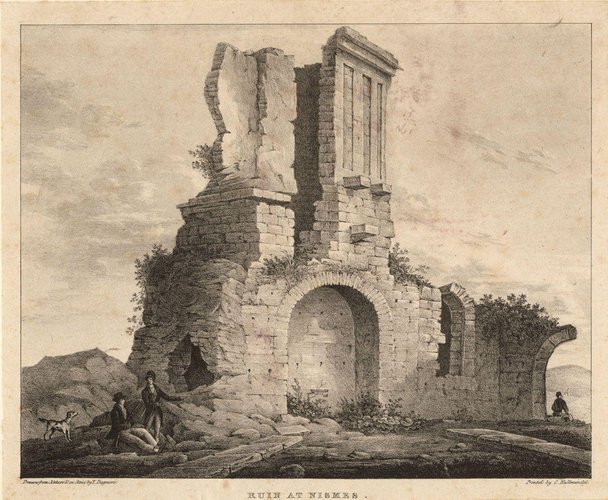 John Dugmore, Ruine in Nismes, Tour Magne, Frankreich, frühes 19 ...