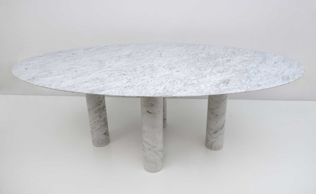 Oval Carrara Marble Dining Table by Mario Bellini for Cassina, 1970s ...