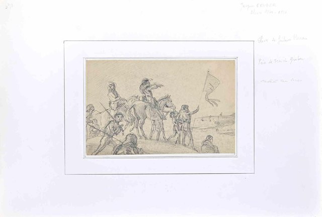 Jacques Gruber, marchando, dibujo a lápiz, principios del siglo XX en ...