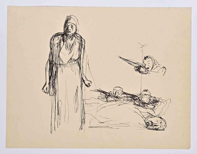 Hermann Paul, Older People, Ink Drawing, Early 20th Century for sale at ...