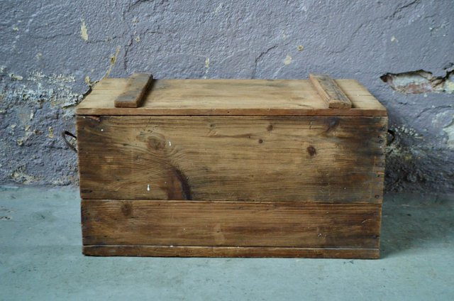 Large Wood Trunk, 1940s for sale at Pamono
