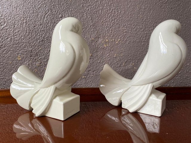 Ceramic Pigeons by Jacques Adnet, 1920s, Set of 2 for sale at Pamono