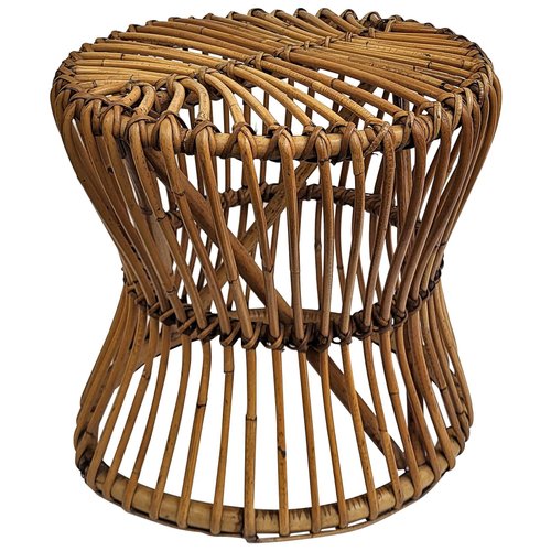 Italienischer Böhmischer Französischer Riviera Hocker aus Bambus Rattan ...