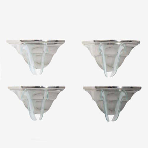 Französische Eck-Wandlampen von Sue & Mare, 1930, 4er Set bei Pamono kaufen
