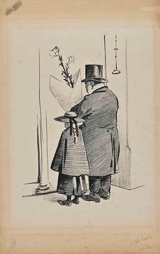 Hermann Paul, The Visit, Black Marker Drawing, Early 20th Century for ...