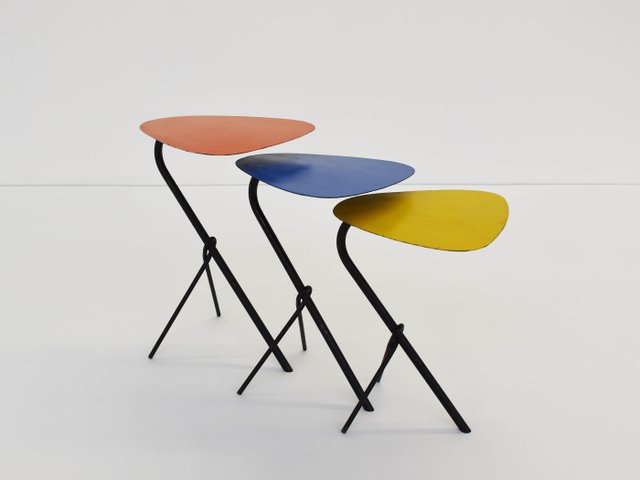 Tables Gigognes Knot par Michel Buffet, France, 1958, Set de 3 en vente ...