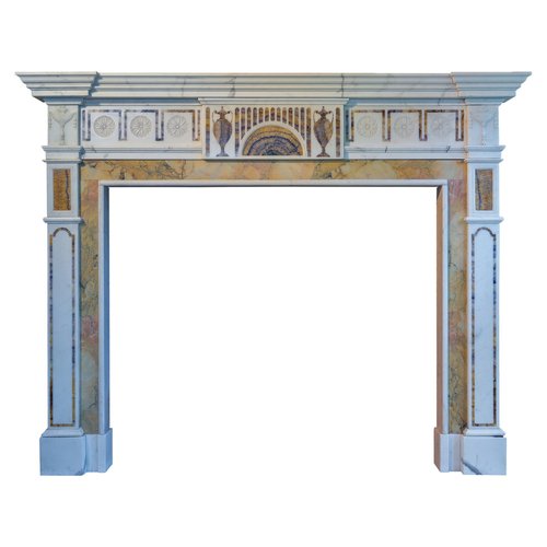Große Kaminsims im georgianischen Stil aus Statuare und Bluejohn Marmor ...