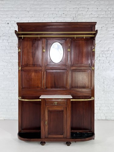 Art Deco Garderobe aus Holz, Messing und Marmor bei Pamono kaufen
