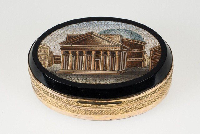 Micro-Mosaic Pantheon in Rome Box with Agate Background, Early 19th ...