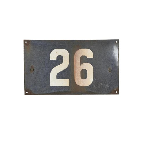 Enameled Metal Number 26 Plate for sale at Pamono