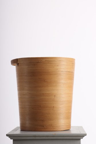 Mid-Century Beech and Cane Waste Bin, Denmark, 1950s for sale at Pamono