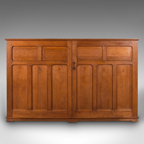 Large Antique English Oak Estate Hall Cupboard for sale at Pamono