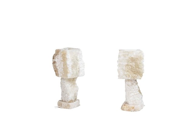Raw Alabaster Lamps, Set of 2 for sale at Pamono