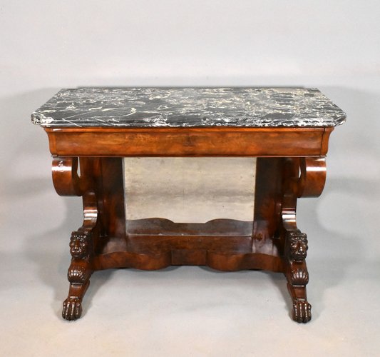 Antique French Louis Philippe Console Table in Mahogany for sale at Pamono