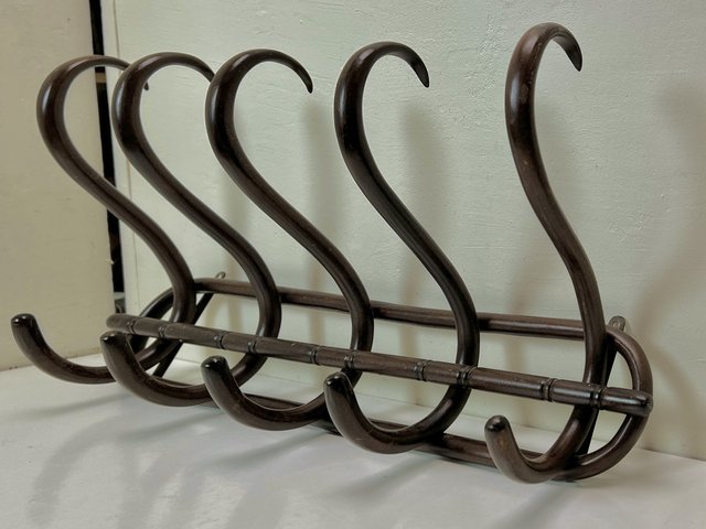 Beech Wall Coat Rack in Style of Thonet, 1940s for sale at Pamono