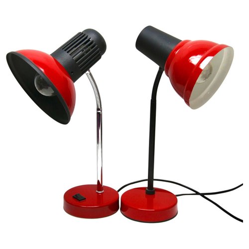 Vintage Red Adjustable Desk Table Lamp from Massive Whit Label, 1970s ...
