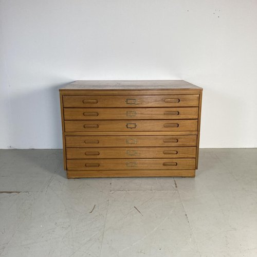 Mid-Century Plan Chest with Inset Handles for sale at Pamono