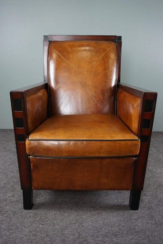 Art Deco Ledersessel bei Pamono kaufen