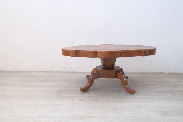 Walnut Wood Carved Table Biscuit Table Coffee Table, 1930s for sale at ...