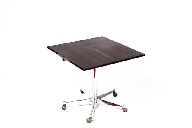 Chrome-Plated Steel Tube Table on Wheels with Rosewood Top for sale at ...