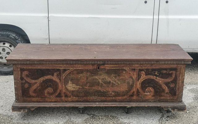 Painted Wood Chest, 1800s for sale at Pamono