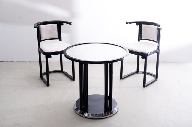 Art Nouveau Side Table & Chairs by Josef Hoffmann for Wittmann, Set of ...