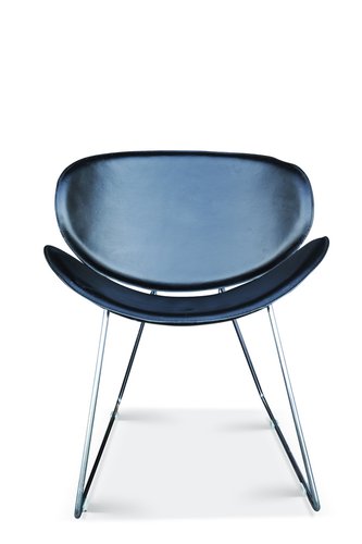 Black Leather and Tubular Chrome Curved Shell Armchair, 1970s for sale ...