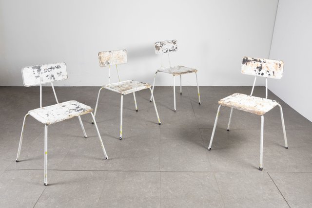 Sedie industriali in ferro di Olivetti per BBPR, anni '70 Set di 4 in ...