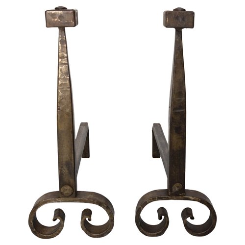 Wrought Iron Fireplace Andirons Firedogs, France, 1960s, Set of 2 for ...
