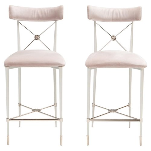 Set of Grey Velvet Rider Counter Stools by Jonathan Adler, 2010s for ...