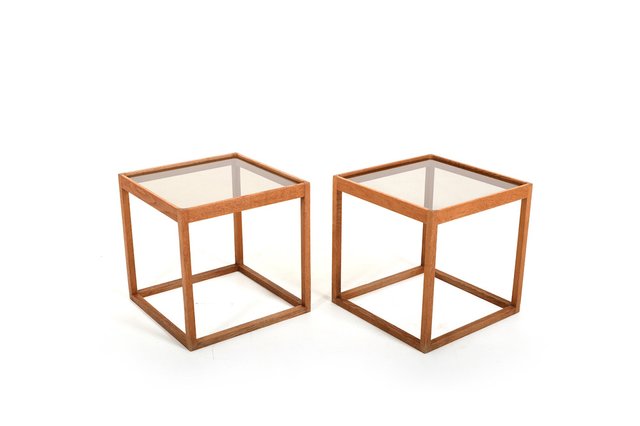 Tables Cube en Chêne avec Verre par Kurt Østervig pour KP Møbler, 1960s, Set de 2 en vente sur ...