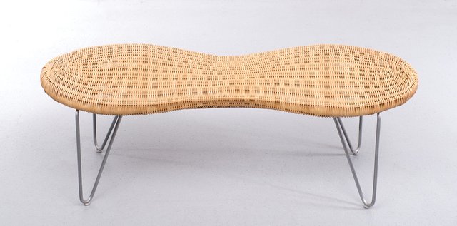 Wicker Peanut Stool from Ikea, 1980s for sale at Pamono