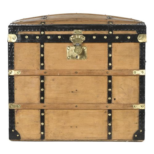 Parisian Reinforced Wooden Transport Trunk, 1800s for sale at Pamono