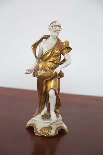 Aries Statuette in Gold Ceramic from Capodimonte, Early 20th Century ...