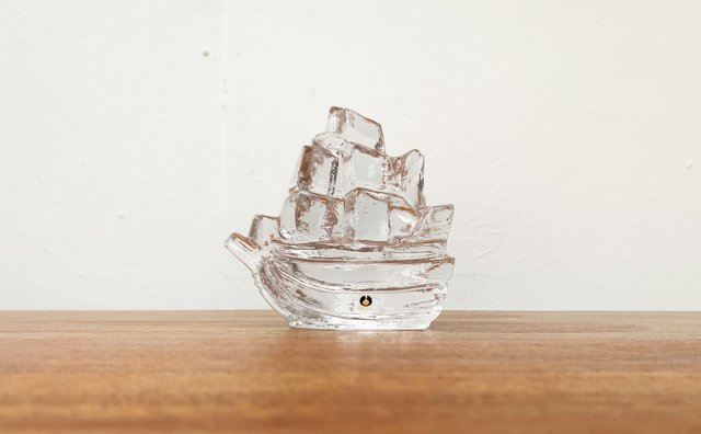 Vintage Swedish Glass Ship from Pukeberg Glass, 1970s for sale at Pamono