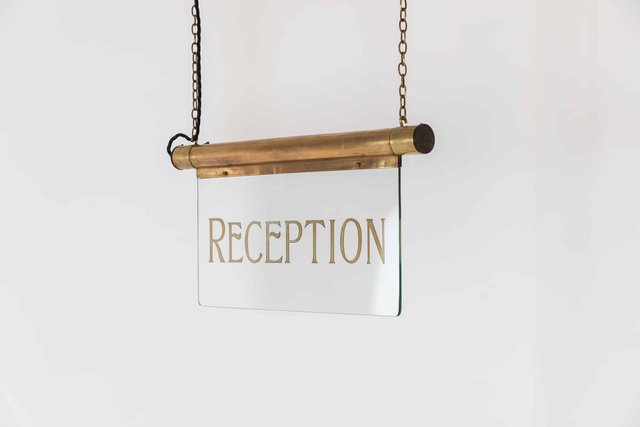 Art Deco Reception Illuminated Sign in Brass for sale at Pamono