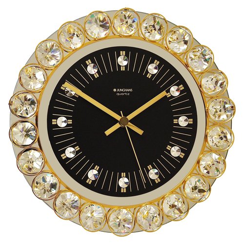 Reloj de pared Hollywood Regency alemán dorado con cristales de ...