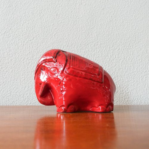 Vintage Red Glaze Ceramic Elephant in the style of Bitossi, 1970s for ...