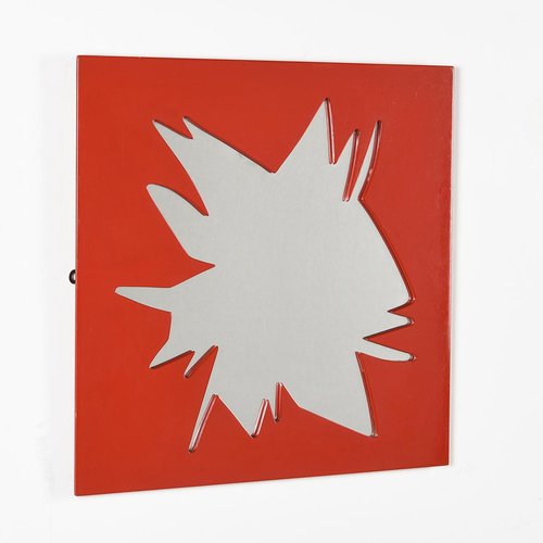 Italienischer Pop Spiegel mit rotem Rahmen, 1975 bei Pamono kaufen