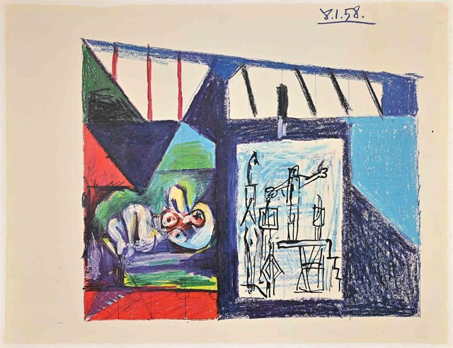 After Pablo Picasso, Interior, Photolithograph, 1958 for sale at Pamono