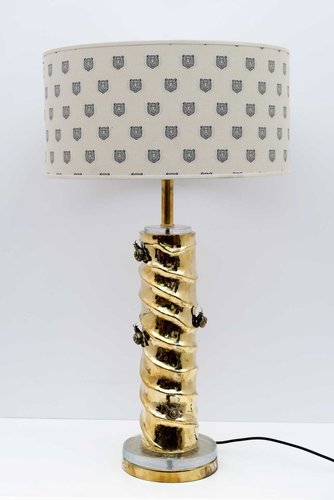 Brass and Murano Glass Lamp with Gucci Fabric, 2000s for sale at Pamono