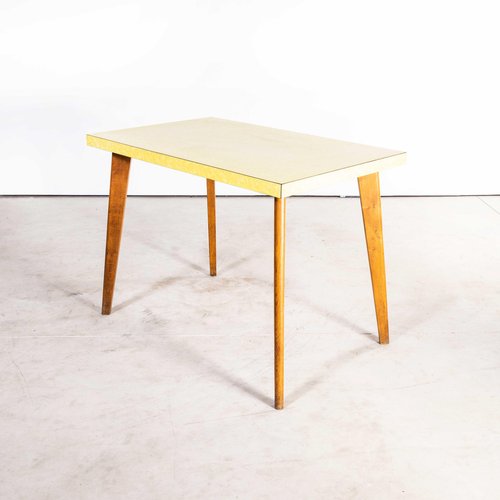 French Rectangular Yellow Kitchen Dining Table, 1960s for sale at Pamono