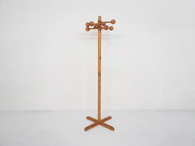 Scandinavian Modern Pinewood Coat Rack, Sweden, 1960s for sale at Pamono